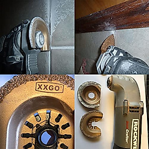 XXGO 6 Pcs Multi Tool Blades Carbide for Grit Grout Removal Compatible with Bosch Chicago Craftsman Dewalt Dremel Fein Genesis Harbor Freight Makita Milwaukee Porter Cable Ridgid Ryobi Rockwell XG8510