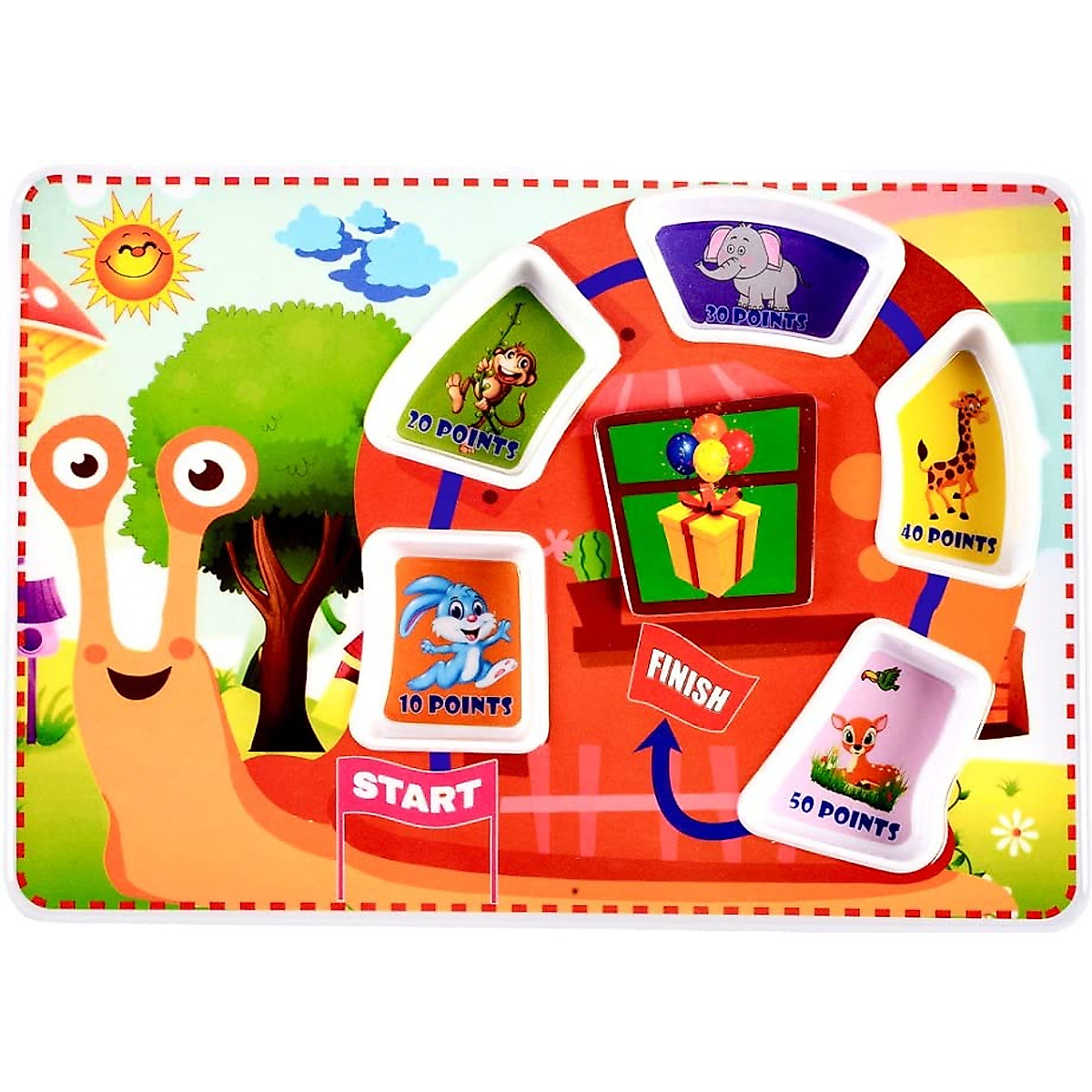 K'ONIJO Kids Divided Plate. Fun Game Tray With 5 Food Portions & 1 Extra for Surprise. Compatible With Picky Eater Toddler. Eat, Play, Win (Joy)