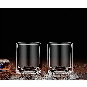 Sun's Tea Double Wall Whiskey/Scotch Rocks Glass Set 5.5oz | Old Fashioned Drinking & Cocktail Glasses | Clear Insulated Tumbler - Set of 2