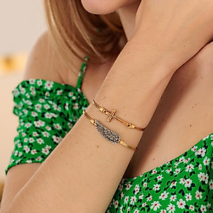 Luca + Danni Guardian Angel Wing: Artisan Metal Bangle Bracelet - Religious Stackable Women's Jewelry Gifts | Silver, Regular