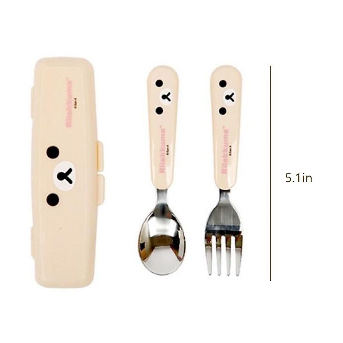 Cute Bear Designed Fork and Spoon Flatware Set with Case (Ivory)