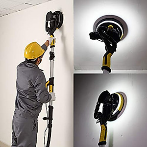 CUBEWAY Drywall Sander with Vacuum, Rotary and Detachable Dust Shroud for up to the Wall Sanding, Electric Drywall Sander with Variable Speed and Led Light, ETL Listed