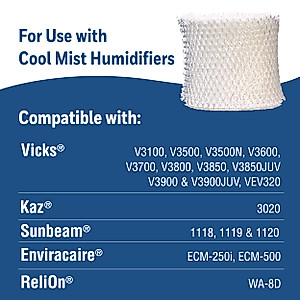ProTec Humidifier Filter Replacement, Wicking Replacement Filter, Pack of 3 â€“ Humidifier Replacement Filter Works with Vicks Cool Mist Humidifiers and Other Models,3 Count (Pack of 1)