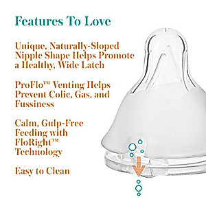 Evenflo Balance Plus Standard Neck Nipples for use with Evenflo Balance Plus Standard Neck Bottles, Medium Flow for 3 Months and up, 6-Pack