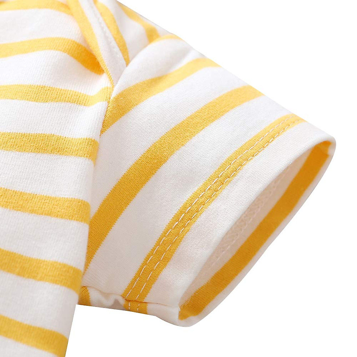 amropi Baby Boys Bodysuit Short Sleeve 5-Pack Cotton Rompers Outfits 6-9 Months, Yellow/Navy/White