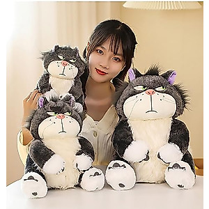 FLOERROYALE Cute Cat Plush Toy Cinderella's Cat Lucifer Plush Doll Fun Anime Cat Filled Animal Plush Throw Pillow, Birthday for Boys and Girls,11.8in