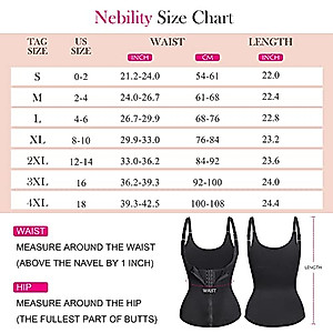 Nebility Women Waist Trainer Corset Zipper Vest Body Shaper Cincher Tank Top with Adjustable Straps (XL, Black)