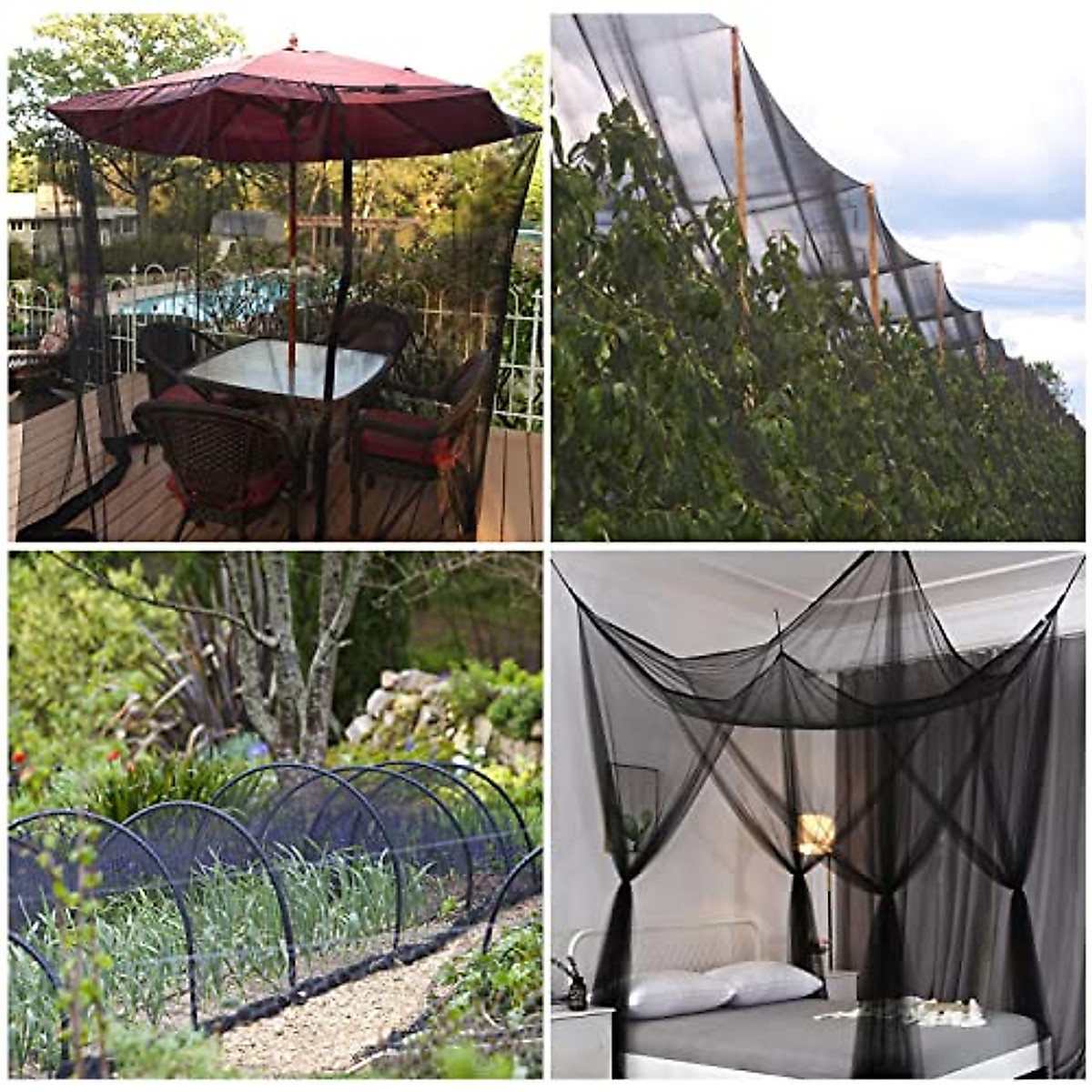 Mosquito Netting 39x10Ft Garden Mesh Netting, Fly Bird Net Barrier Hunting Blind Plant Protecting Net, 3x12m Black