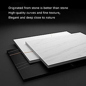 Modern Round Nesting Coffee Table Set with 2 Side Tables, Metal Frame Slate Table Top Sofa Corner Table, Simple Decoration Table for Living Room Bedroom and Balcony