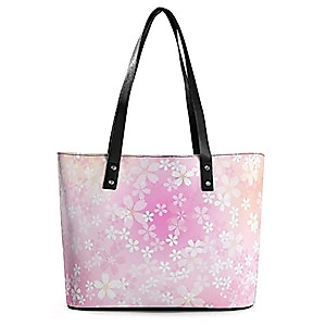 Womens Handbag Cherry Flowers Leather Tote Bag Top Handle Satchel Bags For Lady