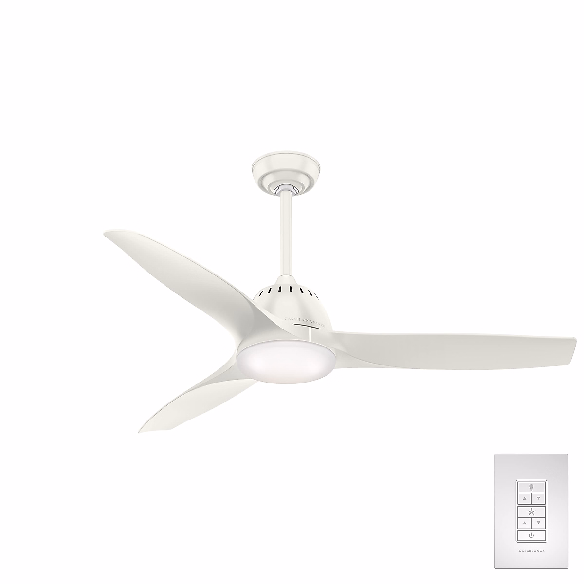 Casablanca Fan 59284 Wisp 52-Inch Ceiling Fan with LED Light and Handheld Remote, Whisper-Quiet Motor, 4-Speed Control, Fresh White Finish
