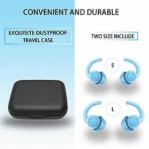Silicone Ear Plugs for Sleeping - BUENSUENO 2 Pairs Reusable Washable Earplugs for Sleep, Work，Swimming, for Noise Cancelling, Sound Blocking Sleeping, Concert (Light Blue Star)…