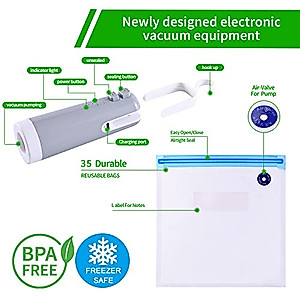 SINWE Vacuum Sealer Machine,Sous Vide Bags, Electric Food Vacuum Sealer & Reusable Vacuum Food Storage Bags,Bag Sealer/Air Pump/Vacuum Pump 3 in 1 Life Gadgets for Food Storage Snacks Freshness-Grey