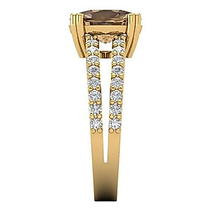 Clara Pucci 3.50 ct Cushion Cut Solitaire Champagne Simulated Diamond Engagement Promise Anniversary Bridal Ring 18K Yellow Gold 8.25