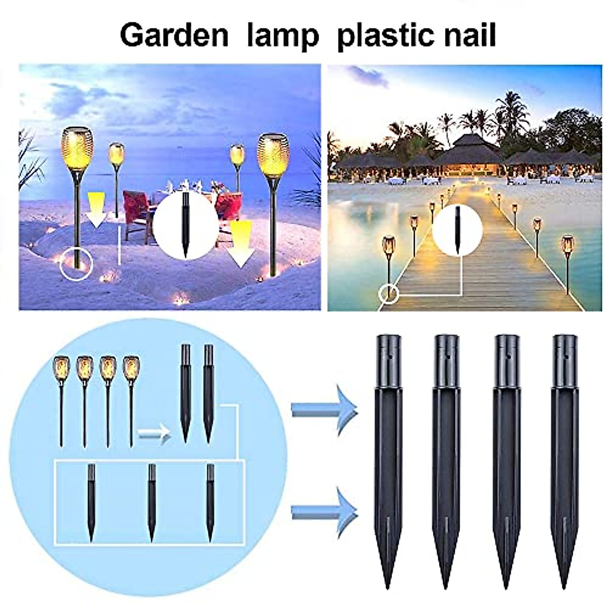 16 Pcs Path Light Replacement Plastic Stakes Ground Solar Torch Light Spikes for Garden Lamps Small Size