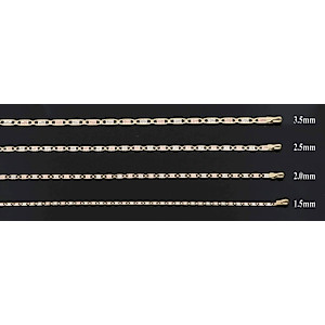 10K Tri Color Yellow, White, Rose Gold Flat Anchor Chain 1.5MM 16" to 24" (24)