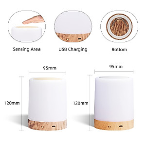 TLAOTNIY Night Light Touch Sensor Lamp,Soft Eye Bedside Table Lamp, Dimmable Warm White Light & 13 Color Changing RGB for Kids Bedroom/Room/Dorm (120mm-Silver)