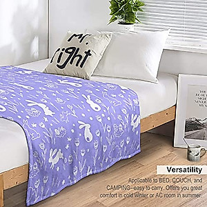 Easter Bunny Blanket Gifts, 40"x50" Rabbits Flannel Fleece Throw Blanket Soft, Lightweight, Comfortable, Warm Bunny Themed Blanket for Adults Kids