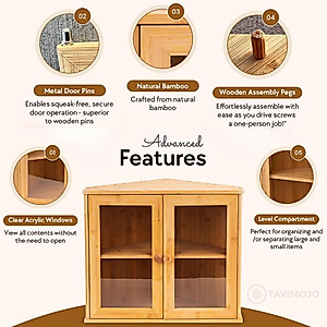 TAVIMOJO Corner Bread Box for Kitchen Countertop - Wooden Bamboo Breadbox Storage Container for Homemade Bread & Sourdough - Airtight Bread Holder Saver for Counter Shelf (Large, Double Layer)