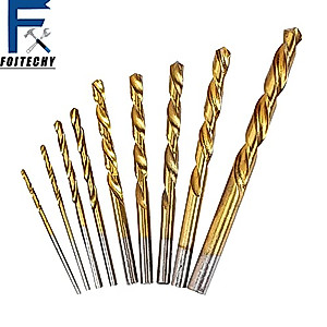 FOITECHY 99 Pieces Titanium Twist Drill Bit Set,Anti-Walking 135° Tip High Speed Steel, Size from 1/16" up to 3/8" for Plastic, Copper, Wood Metal Aluminum Alloy Cutting