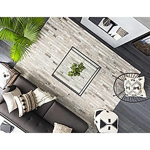 Hauteloom Ellington Living Room, Bedroom Area Rug - Hide, Leather & Fur - Brown, Ivory - 2' x 3'