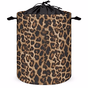 Cheetah Leopard Brown Laundry Basket with Lid Collapsible Drawstring Clothes Hamper Storage with Handle for Bathroom Bedroom College Dorms
