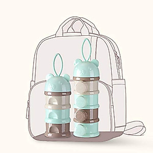 4 Layers Baby Milk Powder Formula Dispenser, Infant Milk Powder Box Stackable Food Snacks Storage Box Formula Container for Travel (Light Green)