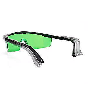 Huepar GL01G Green Laser Enhancement Glasses - Eye Protection Safety Glasses for Green Laser Level, Rotary and Multi-Line Laser Tools - Goggles with Adjustable Temple (Protective Box Included)