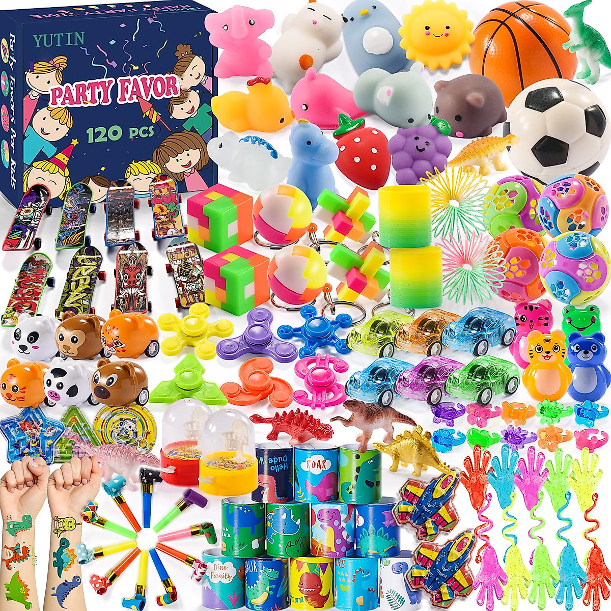 Yutin 120PCS Party Favor for Kids Treasure Prizes box Toys, Goodie Bags Stuffers for Classroom Rewards, Small Fidget Bulk Pinata Toy Fillers, Birthday Gift Little Toy Prize Boy 3-5 4-8-12
