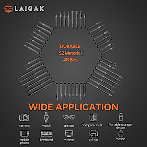 LAIGAK 62-in-1 Electric Precision Power Screwdriver Set, 48 Magnetic Bits, Aluminum Rechargeable Portable Cordless Magnetic Repair Tool Kit for Phone Camera Laptop Watch