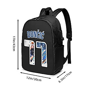 Dallas-Luka-Doncic-#77-Basketball Fans Adult Youth Bag Backpack Schoolbag Laptop Bag Usb Book Bag17 Inch For