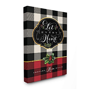 Stupell Industries Let Every Heart Plaid Holiday Christmas Word Design, Gallery Wrapped Canvas, Multi-Color