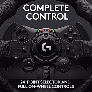 Logitech G923 Racing Wheel and Pedals for PS 5, PS4 and PC featuring TRUEFORCE up to 1000 Hz Force Feedback, Responsive Pedal, Dual Clutch Launch Control, and Genuine Leather Wheel Cover (Renewed)