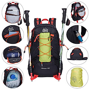 Aveler 40L Versatile Lightweight Nylon High Performance Hiking Backpack With Integrated Rain Cover