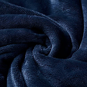 BEDELITE Sherpa Fleece Blanket Navy Blue Throw Blanket for Couch & Bed- 480GSM Thick Warm Winter Blankets, Super Soft & Cozy Fuzzy Blanket (50" X 60")
