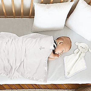 Panelee 2 Pcs Baptism Gifts Baptism Baby Christening Blanket with Embroidered Cross Baby Blessings Lamb Security Blanket Baby for First Communion, Christening, Baby Baptism Gifts Baby Showers