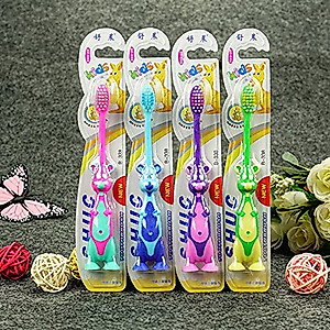 Kiminors, dobrygalpe 4 Pcs Cartoon Kangaroo Small Head Children Toothbrush With Extra Soft Bristles,Colorful, 40 x 100 x 80 MM