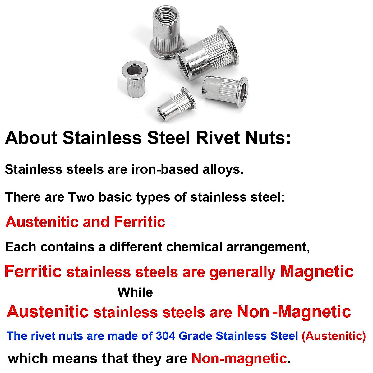 Stainless Steel Rivet Nuts Kit #8-32#10-24 1/4"-20 5/16"-18 3/8"-16 Threaded Insert Nutsert Rivnuts