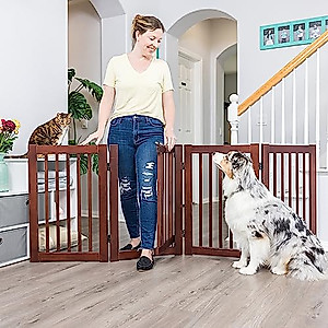 Primetime Petz 360 Configurable Dog Gate with Door – Indoor Freestanding Walk Through Wood Pet Gate,Walnut