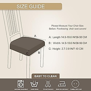 NIBESSER Waterproof Chair Seat Covers Set of 6, PU Leather Dining Chair Seat Covers, Stretch Chair Cover for Dining Room Chairs, Removable Kitchen Seat Cushion Slipcovers Protector (Black)