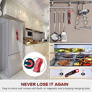 KANGYA In Oven Digital Meat Thermometer,Updated Dual Probe Instant Read Oven Safe with Alarm Function Big Back-light Screen Magnetic Portable for Food Meat Kitchen Outdoor BBQ Cooking Grill Smoker,Red