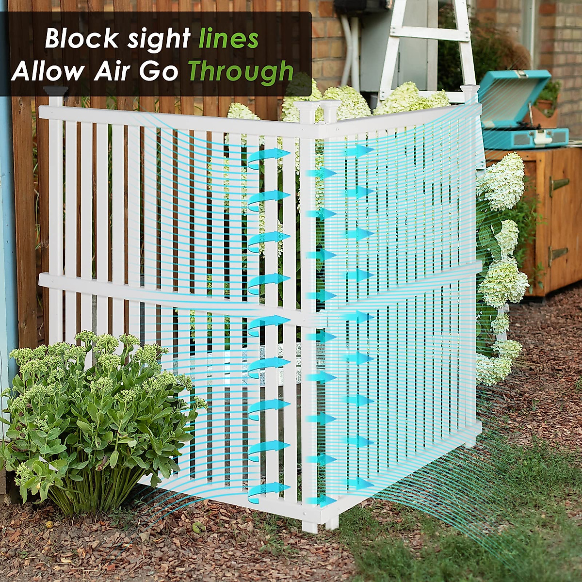 Kshioe Vinyl Fence Panels 2 Pack Outdoor Picket Privacy Screen Fence, 2PCS White PVC Fence Panel, 48" H X 36" W (White)