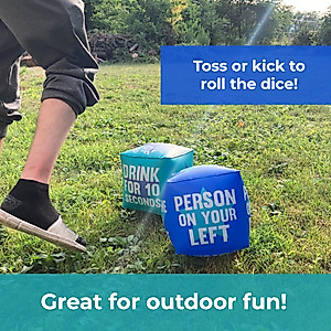 TMD Retail Giant Dice Drinking Game for Adults - Blow Up Dice PVC Inflatable and Reusable 2 Dice - 10" - Jumbo Dice for Indoor Outdoor Fun Games, Pool Parties, Lawn Floor Games