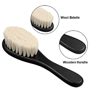 4 Pieces Barber Fade Brush Beard Brush Barber Beard Styling Cleaning Brush Neck Duster Brush with Natural Fiber Wooden Handle for for Men Beard Styling Cutting Supplies