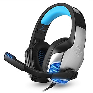 HLDTech V-4 Gaming Over-Ear Headset for PS5 PS4 Switch Xbox One, Clear Sound Headphones All-in-One with Mic Stereo Surround Noise Reduction LED Lights Volume Control for Laptop, PC, Tablet, Cellphone