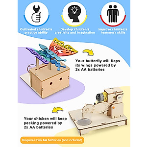 Poraxy 5 Set STEM Kits for Kids Ages 8-10, Toys for Ages 8-13, 3D Wooden Puzzles, Educational Engineering Arts Crafts Science Building Kits, Gifts for Boys and Girls 7 8 9 10 11 12 13 Year Old
