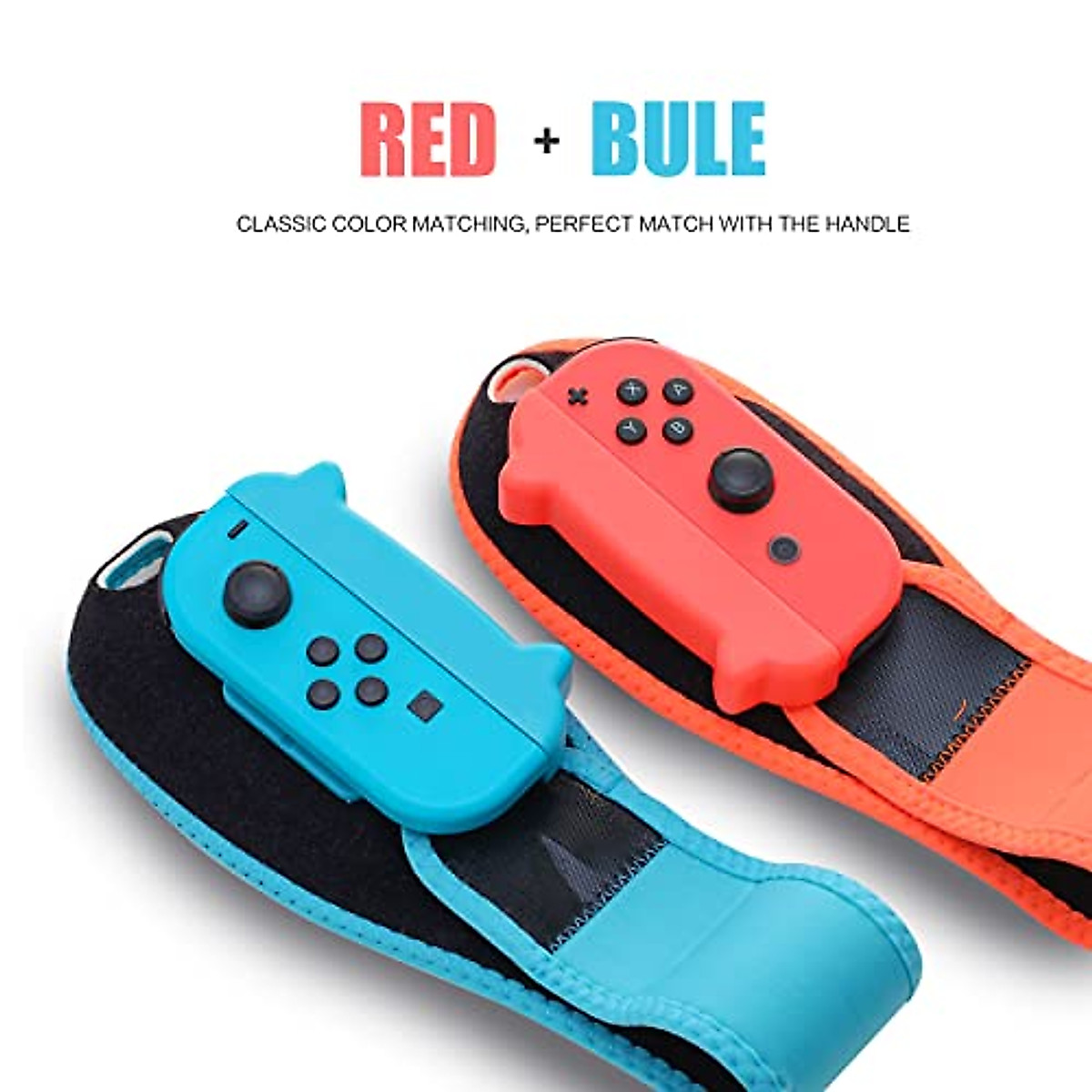 NANANINO Switch Boxing Grips, Switch Wrist Strap Compatible with Nintendo Switch Boxing Game and Switch Dance Game - Blue and Red (2 Packs)