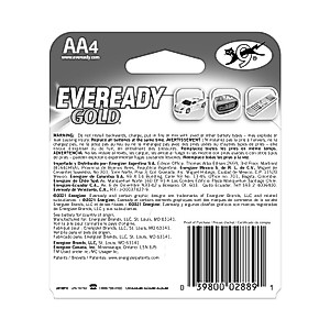 Eveready Gold Alkaline Batteries AA, 4-Count