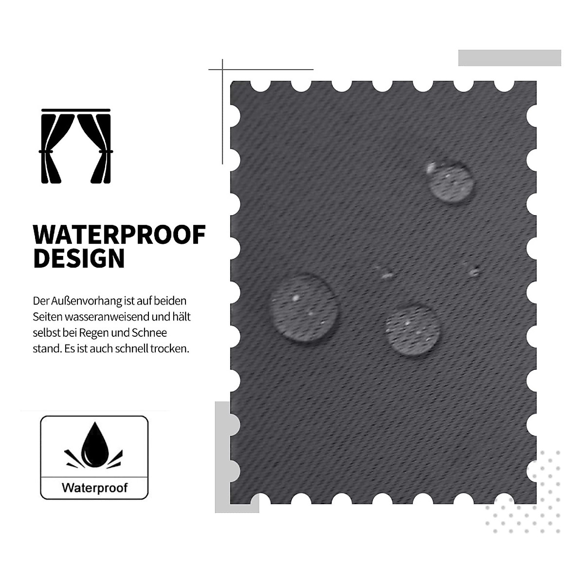 GZQIAWY 1PC Outdoor Curtains for Gazebo Waterproof Outdoor Furniture Living Room Bedroom Decoration Window Curtain Ideas Shower Curtain Design Wall Grey 50 in x 80 in (W x L)