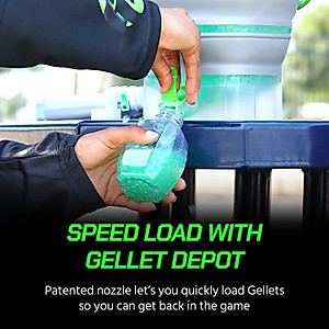 Gel Blaster Gellet Depot with 10,000 Gellets - Portable & Collapsible Ammo Storage Tub, Fast Loading Nozzle & Strainer - Hydrates & Stores 10,000 Water Based Gellets - Toy Gel Blasters Accessories
